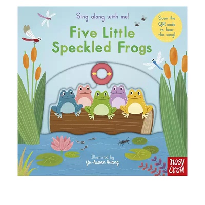预售 英文原版 Five Little Speckled Frogs 五只斑点小青蛙 机关纸板操作拉拉书 Sing Along With Me! 欧美经典儿歌 欢唱童谣