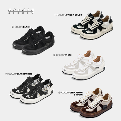 xVESSEL吴建豪同款黑尾德训鞋男低帮熊猫色增高板鞋帆布鞋女