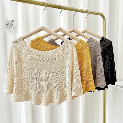 针织披肩懒人套头围脖时尚旗袍外搭空调房小披肩护颈椎波浪罩衫