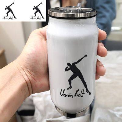 Usain Bolt博尔特田径跑闪电博尔特早餐车载小众304不锈钢保温杯