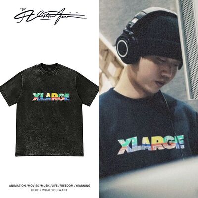 gai周延录音棚录制同款纯棉水洗做旧重磅短袖T恤男女夏季宽松潮