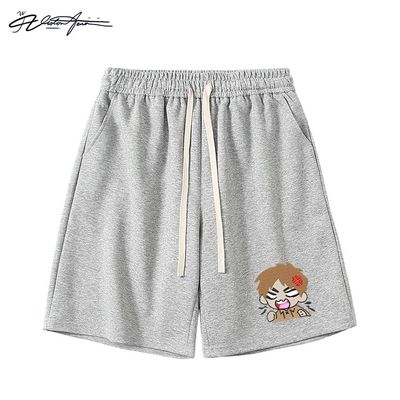 【刺绣】进击的巨人骂骂咧咧的艾伦刺绣短裤夏季宽松休闲百搭运动