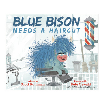 英文原版 Blue Bison Needs a Haircut 野牛需要理发 精装儿童绘本 品格培育 Pete Oswald 英文版 进口英语原版书籍