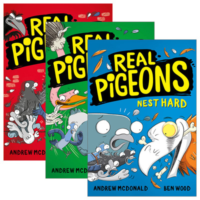 英文原版 Real Pigeons series 真正的鸽子系列3册 努力地筑巢 吃的是危险 打击罪犯 英文版 进口英语原版书籍