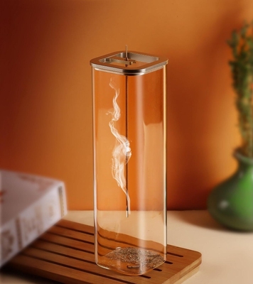 香熏炉香插倒挂香器创意线香檀香炉 方形玻璃接灰器家居瑜伽摆件