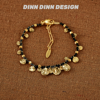 DINN DINN DESIGN小片片黑色串珠手链个性高级感时尚百搭新款小众
