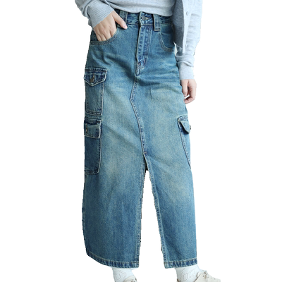 瑞尔伞裙复古A字裙牛仔半身裙