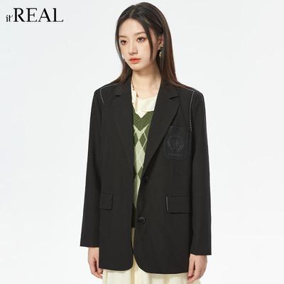 学院风长袖西装外套it'real