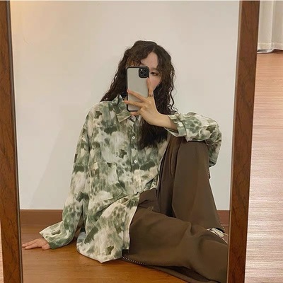 港风复古花衬衫雪纺长袖