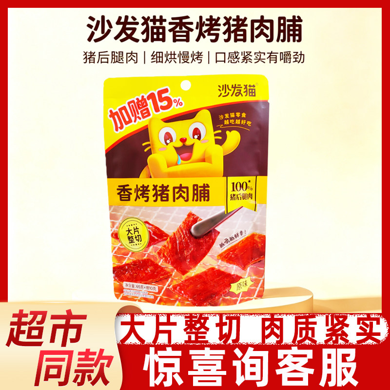 沙发猫香烤猪肉脯65g正宗靖江特产猪肉干网红爆款休闲小袋装零食