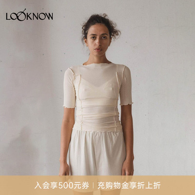 baserange X LOOKNOW设计师品牌26秋季新品白色紧身花边T恤