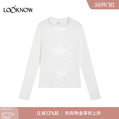 ICE DUST x LOOKNOW2025冬季新款高领镂空蕾丝针织打底
