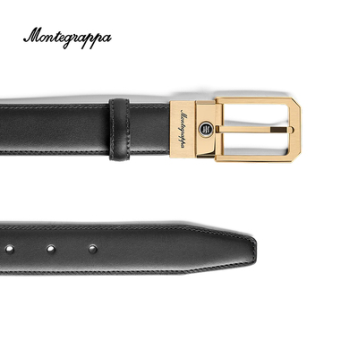 Montegrappa/万特佳意大利萨菲亚诺双面皮革可翻转不锈钢扣腰带
