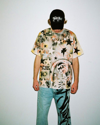 暗夜星星dark star喷绘Inkjet printing滑板短袖hiphop说唱unisex