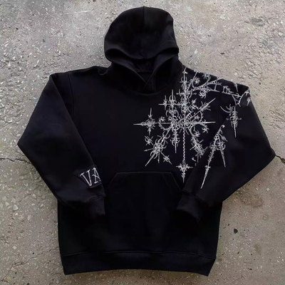 Hand Painted手绘blackred暗黑Original y2k tattoo PUNK朋克卫衣