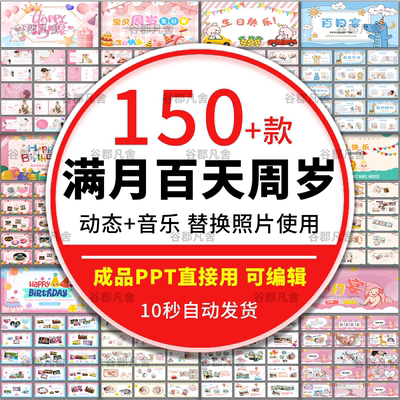 宝宝生日满月ppt模板百天周岁