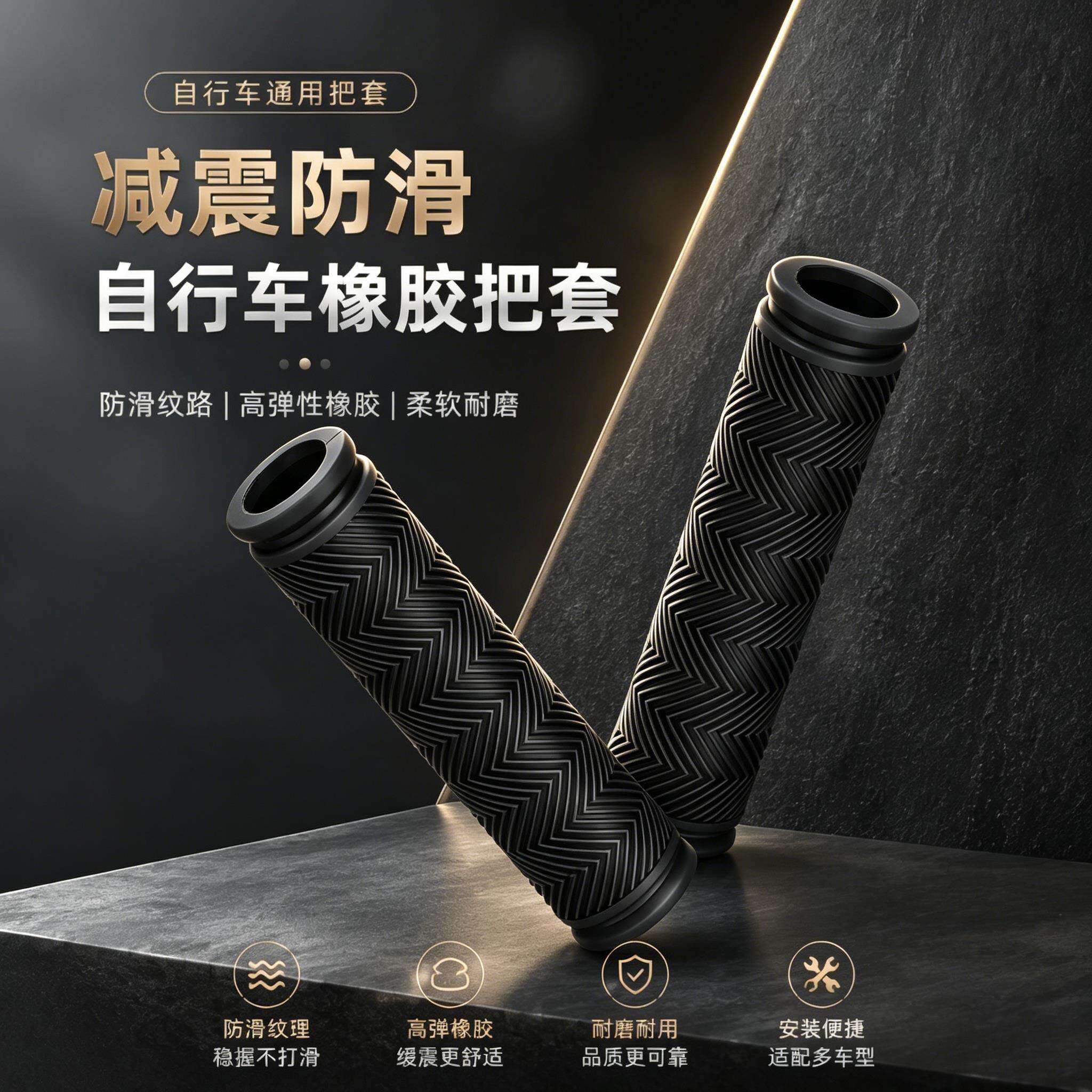 自行车橡胶把套防滑通用登山车把手把套减震耐磨舒适车握把配件