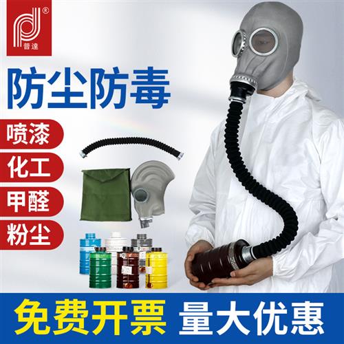 防毒面罩面具喷漆防护核辐射全封闭矽胶全脸面覃面俱套头罩军生化
