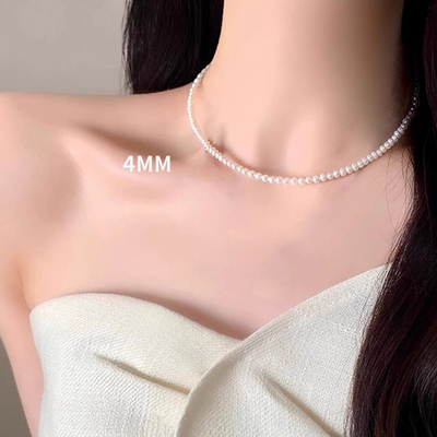 4mm小米珠珍珠女极细珍珠项链