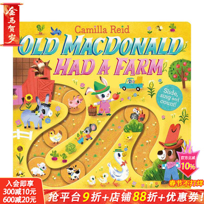 【预售】【滑条歌谣书】王老先生有块地 咿呀咿呀哟 Old Macdonald had a Farm 英文儿童趣味互动  英语早教进口童书