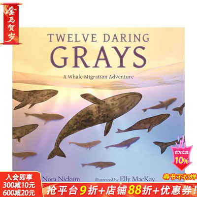 【预售】十二抹深海灰：鲸群迁徙冒险 Twelve Daring Grays: A Whale Migration Adventure 英文儿童插画科普绘本 进口童书
