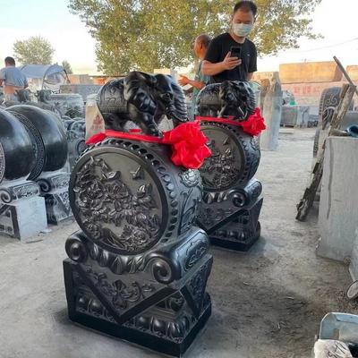 石雕门墩抱鼓石一对家用门口摆件石狮子大象麒麟仿古青石石鼓石墩