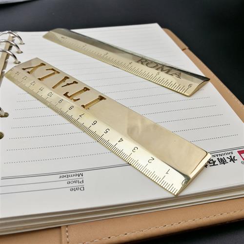定制刻字黄铜直尺戒尺铜尺测量不锈钢尺15cm长度彰显个性铜尺子