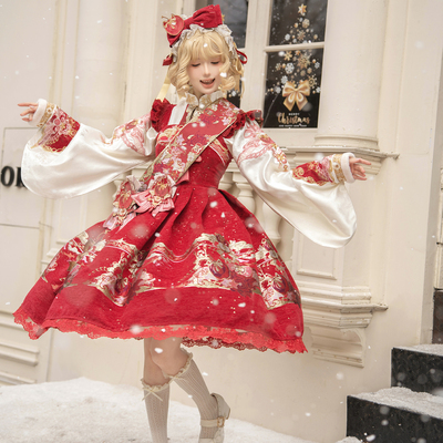 如梦见原创汉服《苹果甜心》明制红色汉服新年战袍拜年服齐胸套装