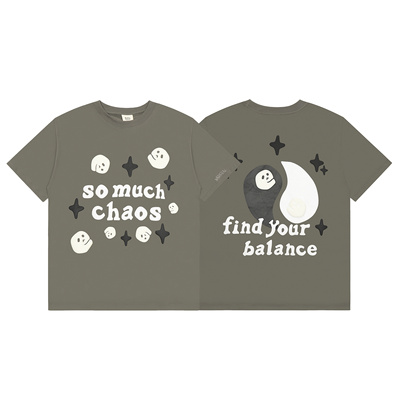 BrokenPlanet酷炫潮牌印花短袖T恤男女宽松美式高街灰色圆领上衣