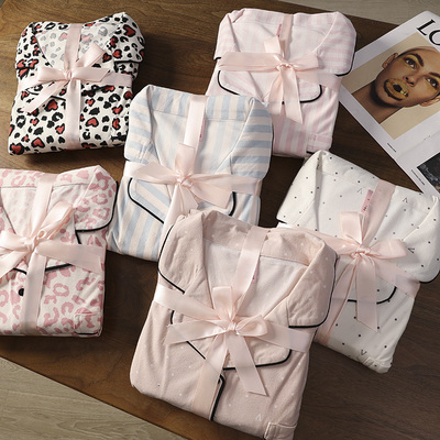 华子家法兰绒睡衣女2024秋冬新款轻舒绒西装领家居服套装41112