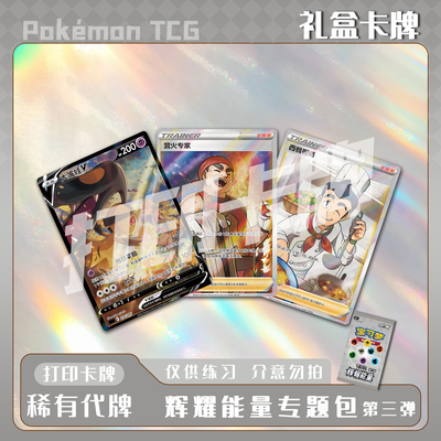 宝可梦PTCG辉耀能量专题包第三弹B 镭射卡牌打印卡对战卡雕用代牌