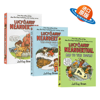 英文原版 Lucy & Andy Neanderthal 露西和安迪章节故事书3册 史前文明科图画章节书 Jeffrey Brown 幽默滑稽 英文版 进口英语书籍