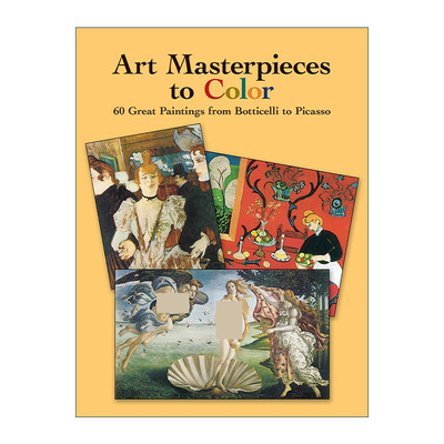 英文原版 Art Masterpieces to Color 艺术杰作儿童填色书 从波提切利到毕加索的60副伟大画作 英文版 进口英语原版书籍