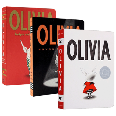 奥莉薇纸板书3册 英文原版绘本 Olivia Helps with Christmas 奥莉薇的圣诞节 凯迪克大奖 吴敏兰推荐 儿童英语故事图画书 纸板书