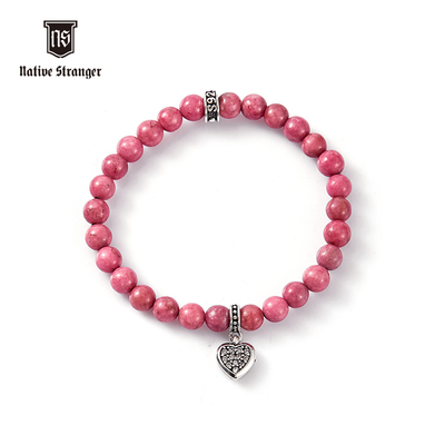 NATIVE STRANGER红桃心蔷薇辉石手串925银时尚个性气质手链优雅
