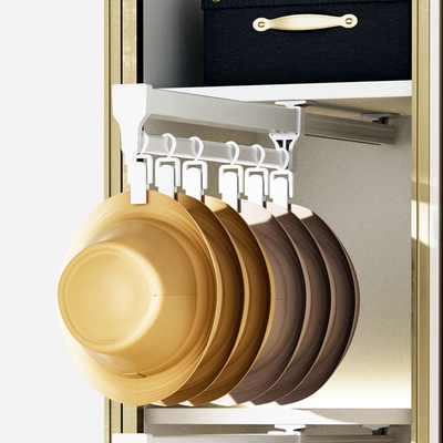 帽子收纳神器抽拉裤架内置伸缩滑轨衣柜帽夹子挂架内衣挂钩五金件