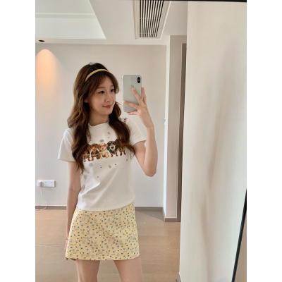 我很懒 腊肠集合! 小狗印花短袖tee上衣修身正肩显瘦圆领T恤女夏