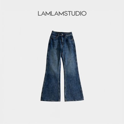 “东京牛仔”水洗高腰百搭直筒休闲复古风牛仔裤 LAMLAM L260234K