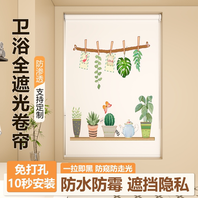 【防水防走光】免打孔卫生间窗帘