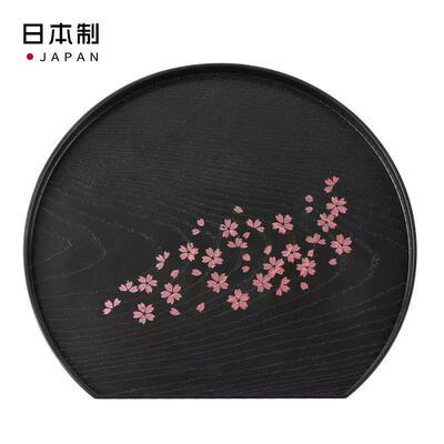 日本进口塑料樱花茶盘日式长方形