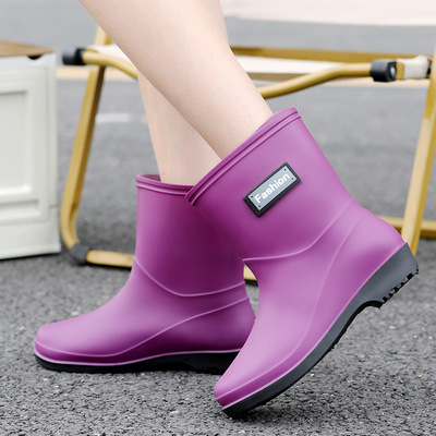女款防滑防水加厚耐磨短筒雨鞋
