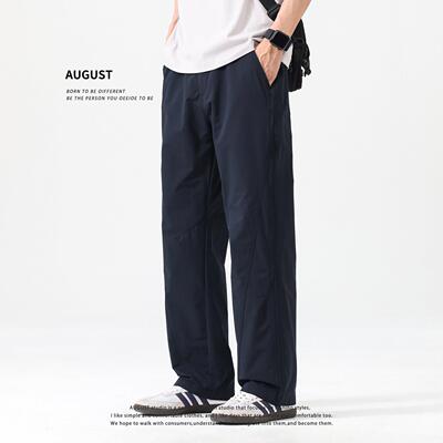 August直筒休闲裤男士2026夏季薄款透气宽松百搭潮流长裤子男裤潮