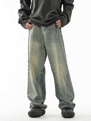 BLRY 2025春秋美式加厚牛仔裤子男女宽松高街加绒直筒裤复古长裤