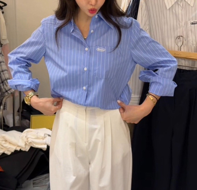 现货～BOUND.A韩国正品小众设计师品牌2026春款条纹衬衫外套女