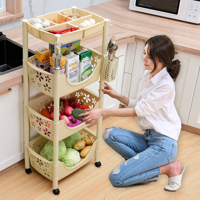 厨房架子置物架落地多层收纳架果蔬菜篮子小百货架收纳筐用品大全_虎窝淘
