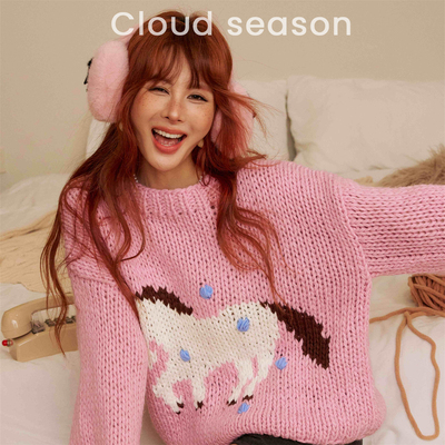 波点马手钩毛衣马年秋冬慵懒风