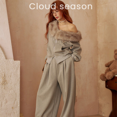 CLOUDSEASON露肩卫衣阔腿裤