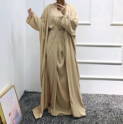 3 Piece Matching Set Women Muslim Dubai Open Abakya dress