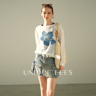 【参加】UNIQUE'EEES【惬意周末】一字领天丝罩衫套装U6211728