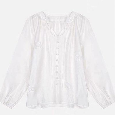 尢壹/UNIQUE'EEES【浪漫法式】V领立体花朵灯笼袖衬衫U5310005